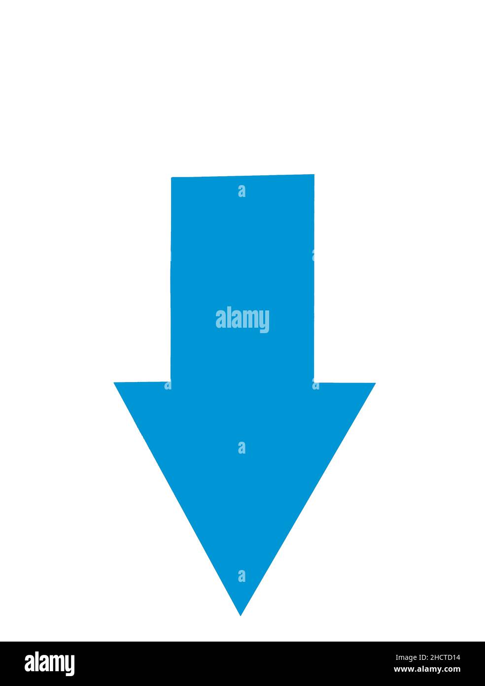 Light blue arrow pointing downwards on a white background Stock Photo ...