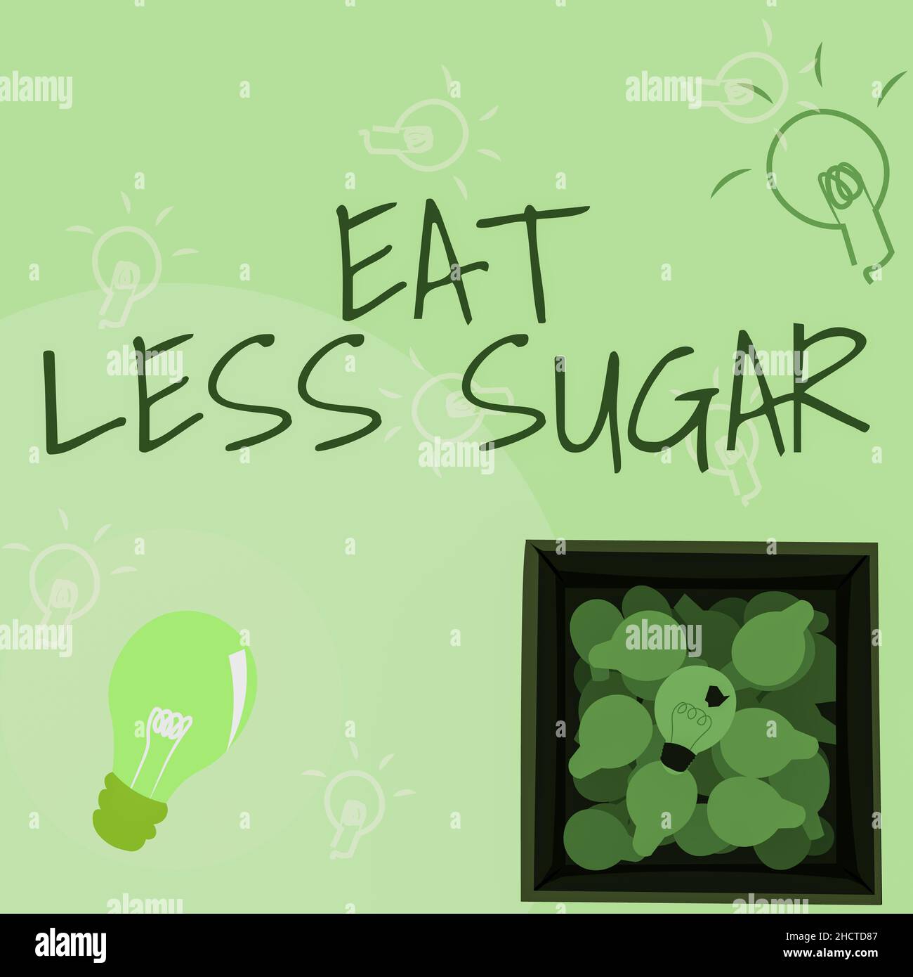 Hand writing sign Eat Less Sugar. Business showcase reducing sugar ...