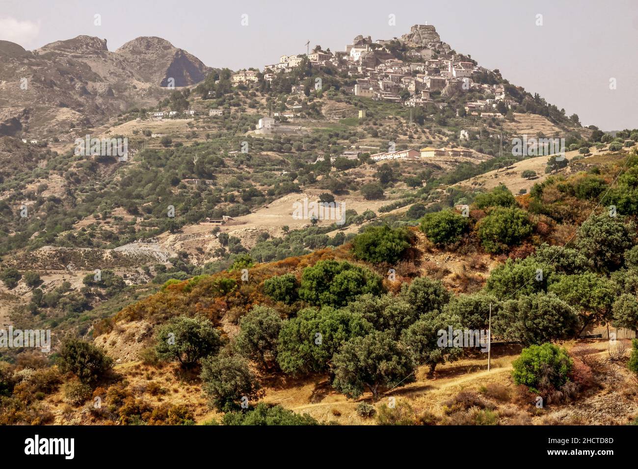Amazing scenery of Calabrian hills with roads and olive trees visible ...