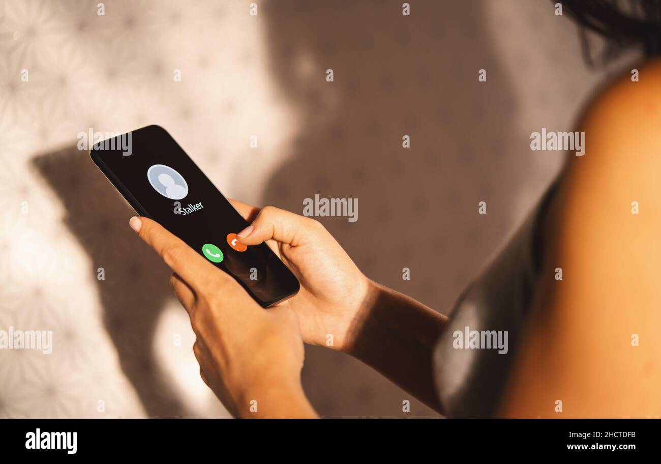 Phone call from a anonymous stalker. Stalking or bullying with phone ...