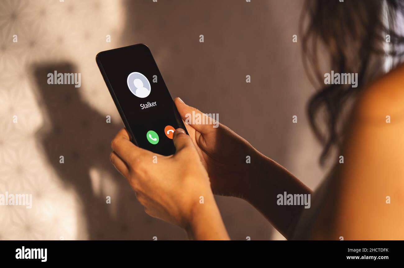 Phone call from a stalker at the morning. Stalking or bullying with ...