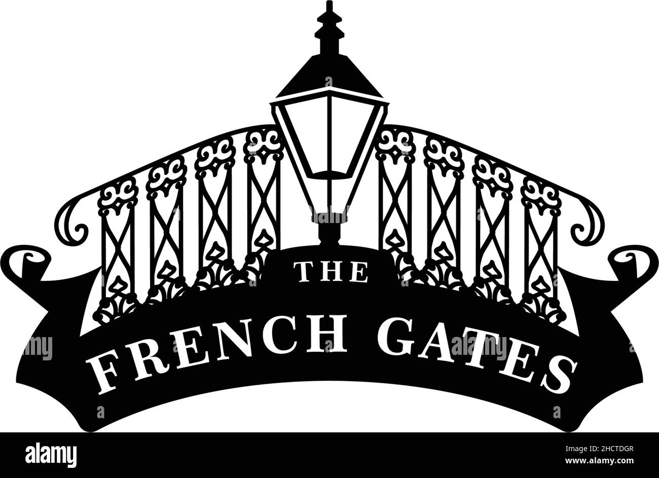 Flat silhouette THE FRENCH GATES black logo design Stock Vector Image ...