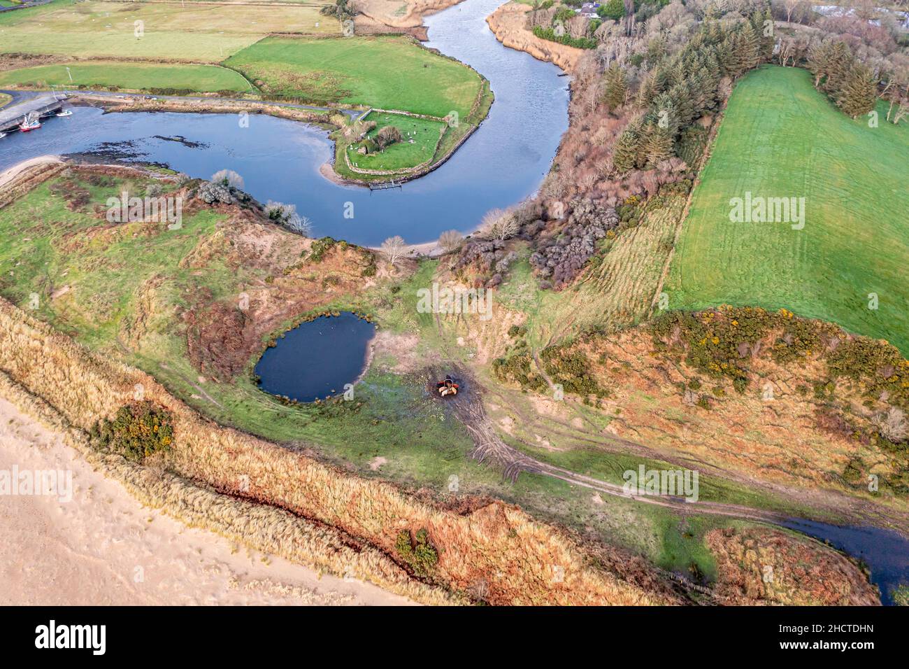 Aerial view of the historic church and graveyardof Inver in County ...