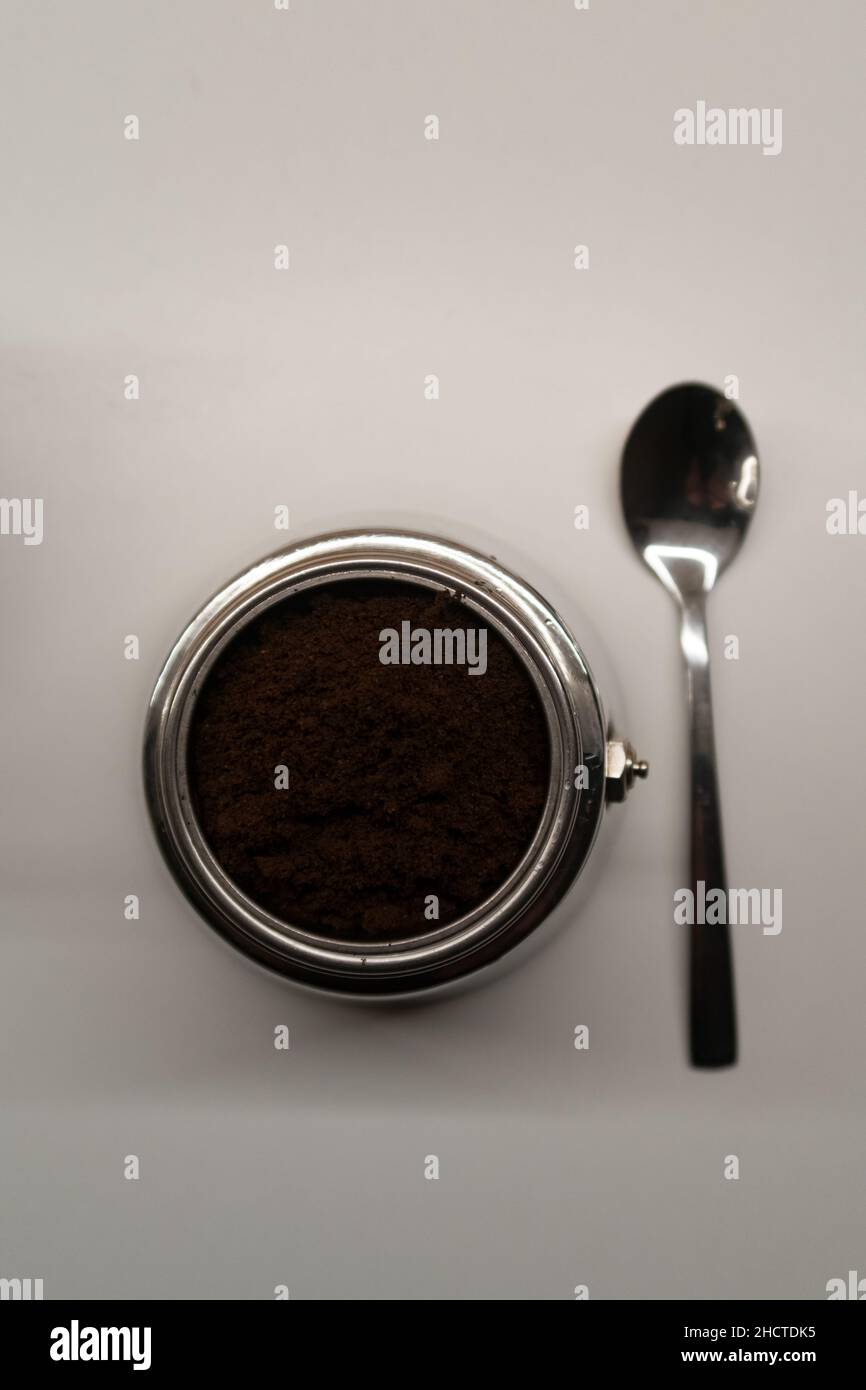 Coffee Being prepared using a traditional Italian coffee machine Stock ...