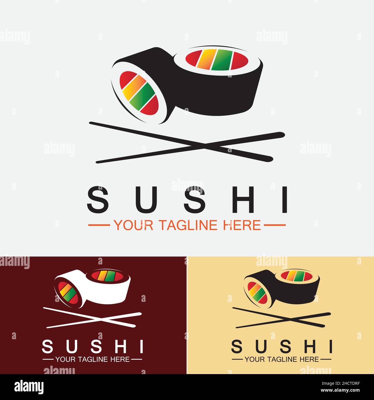 Sushi logo template.Vector Icon Style Illustration Bar or Shop, Sushi ...