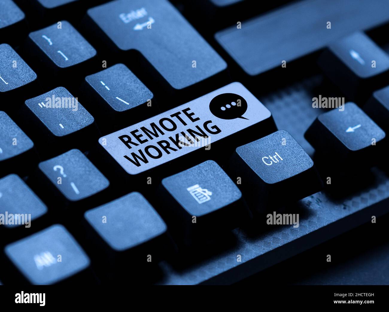 Text caption presenting Remote Working. Business showcase style that ...