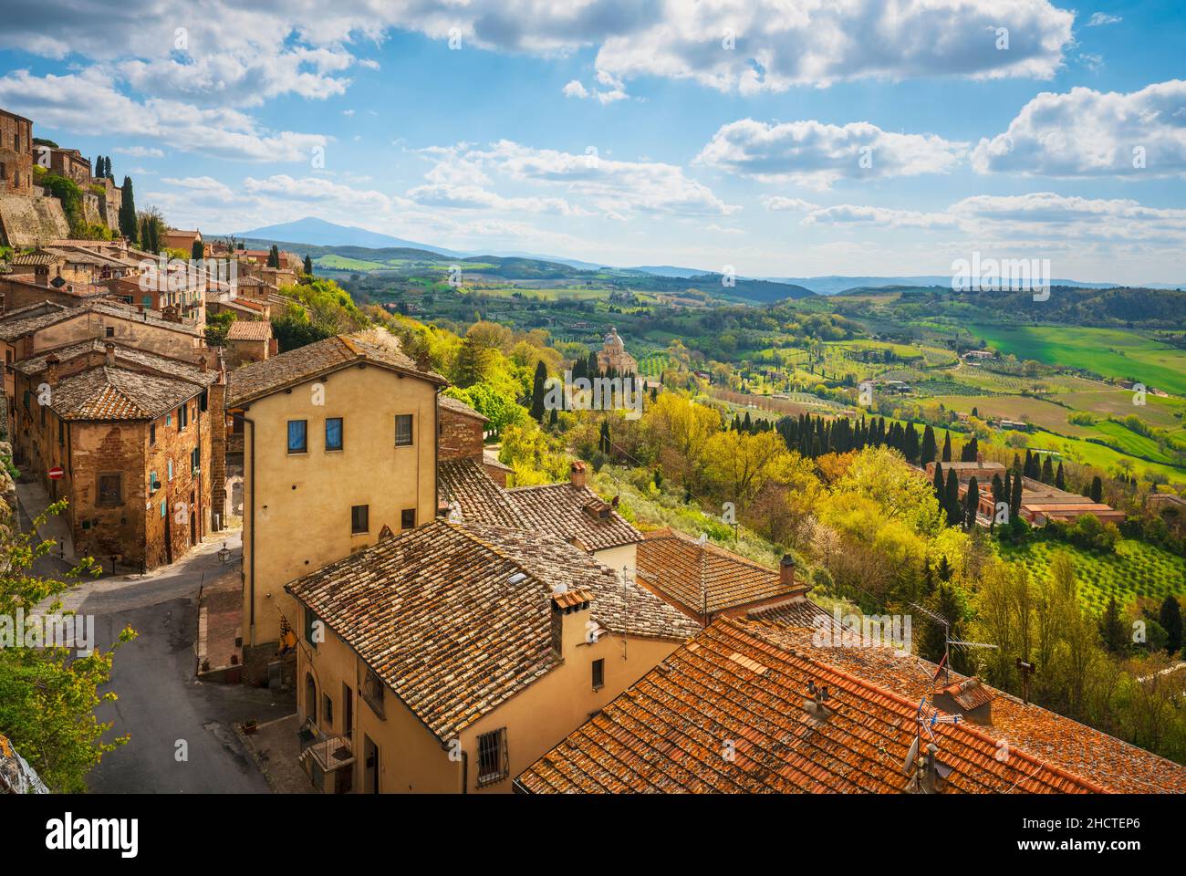 Montepulciano italian medieval village panoramic view and San Biagio ...