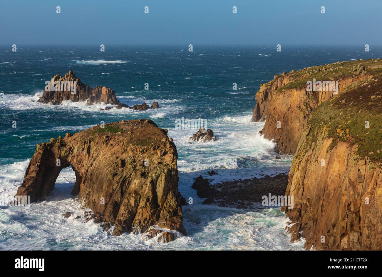 Iconic rocks off Landsend Cornwall Stock Photo - Alamy