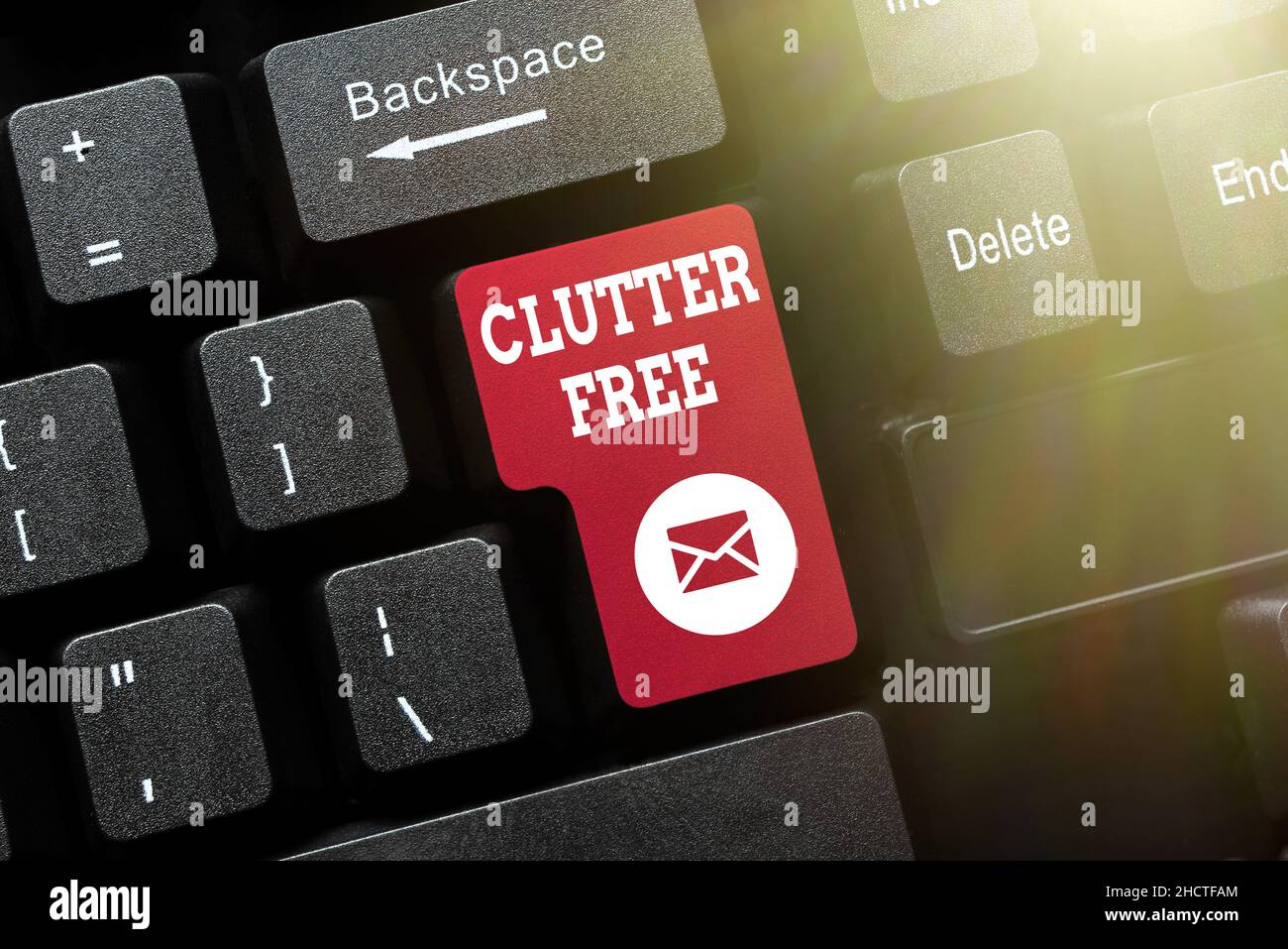 Text caption presenting Clutter Free. Business overview Well organized ...