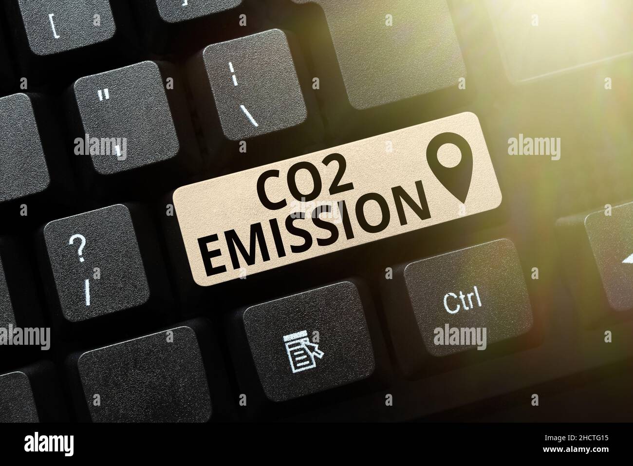 Hand writing sign Co2 Emission. Word for Releasing of greenhouse gases ...