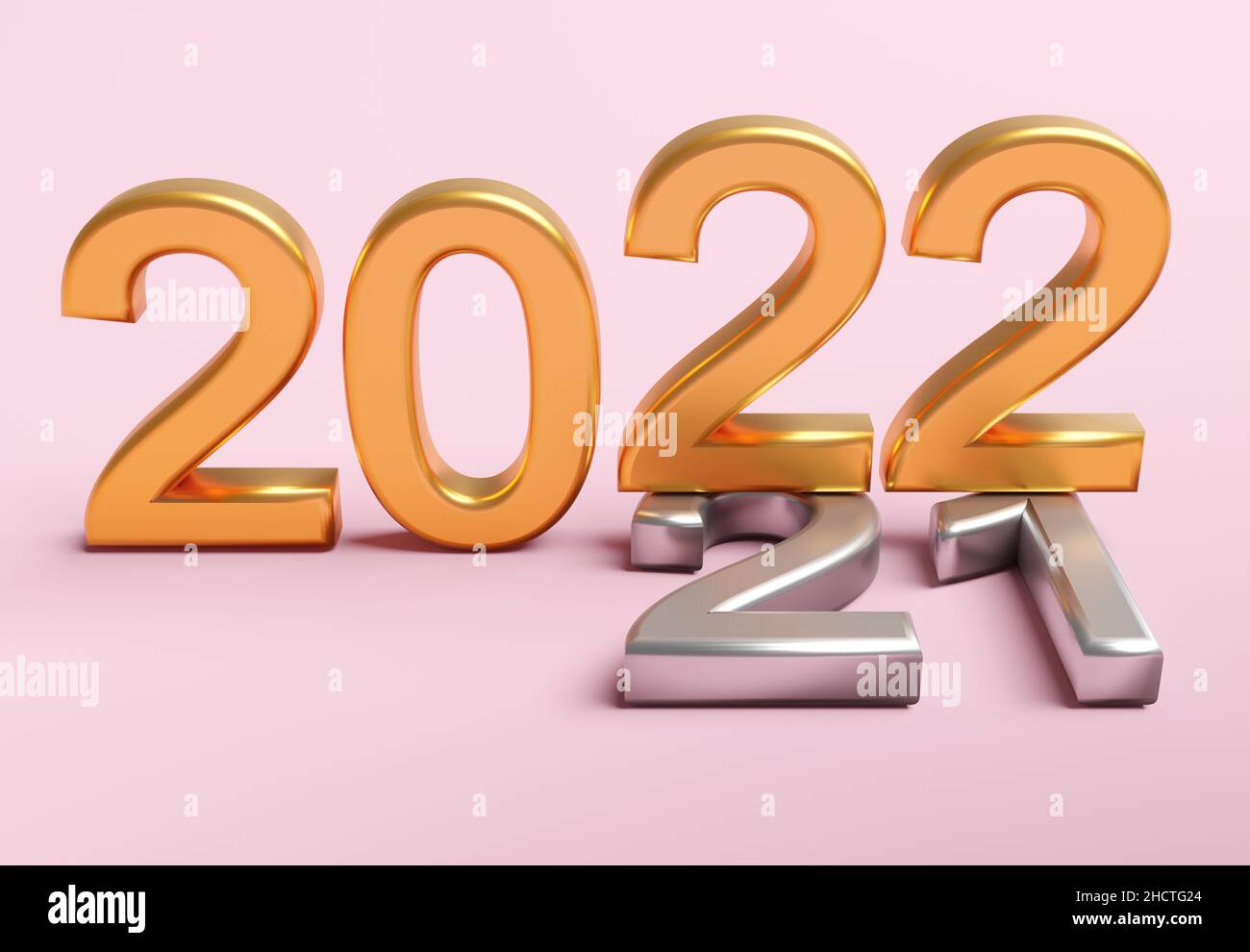 New year 2022 holiday concept. The number 2022 lies at 2021. 3d ...