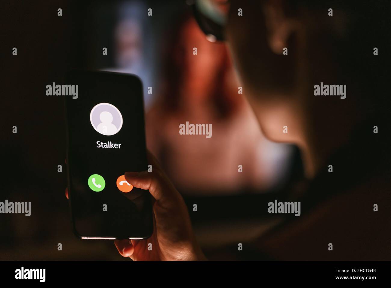 Phone call from a stalker late at night. Stalking or bullying with ...