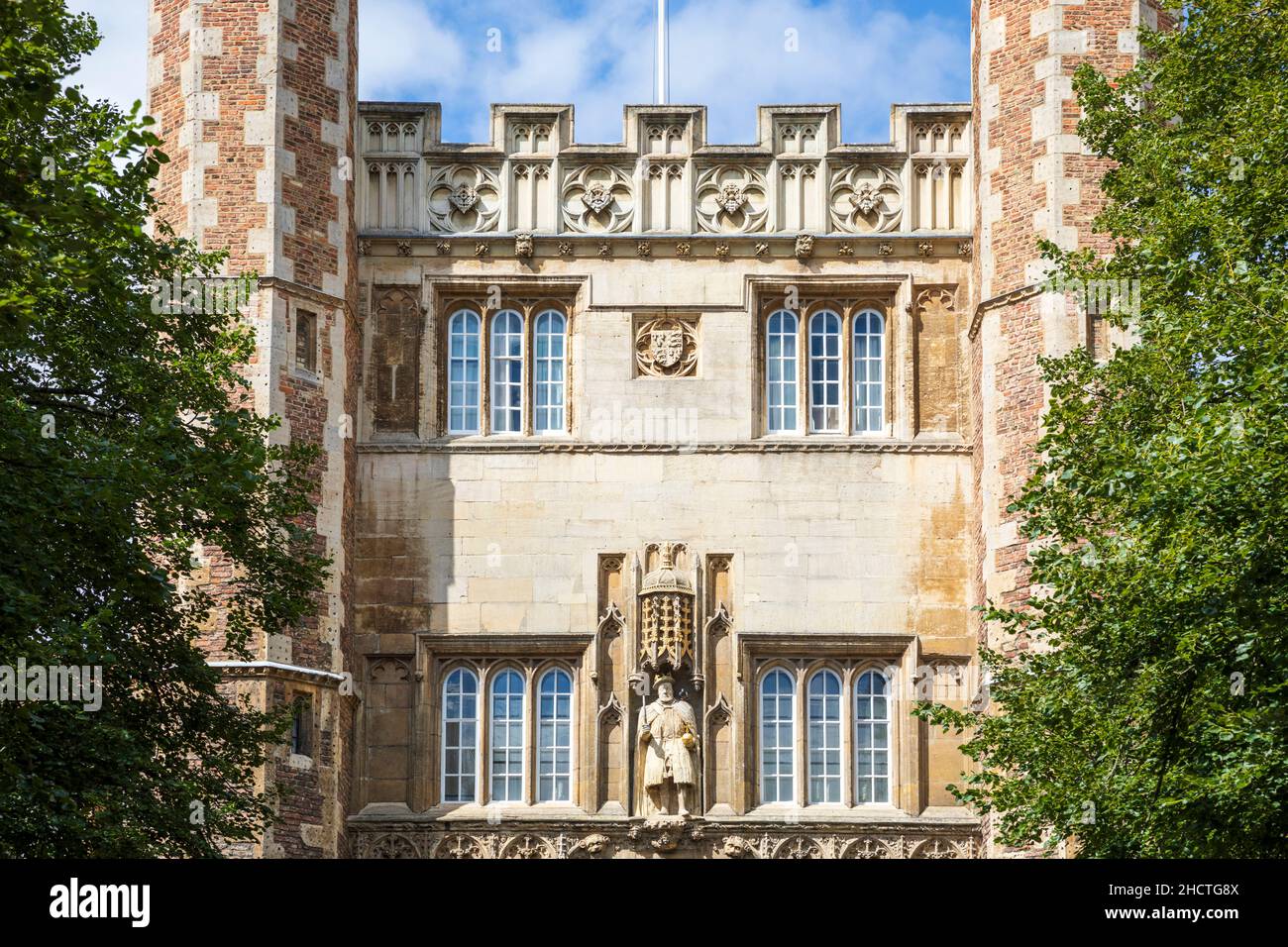 The Great Gate (detail), Trinity College, Cambridge, England Stock ...