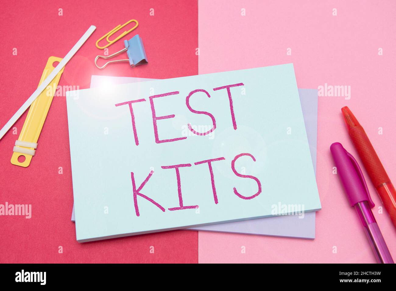 Handwriting text Test Kits. Word Written on tools used to detect the ...