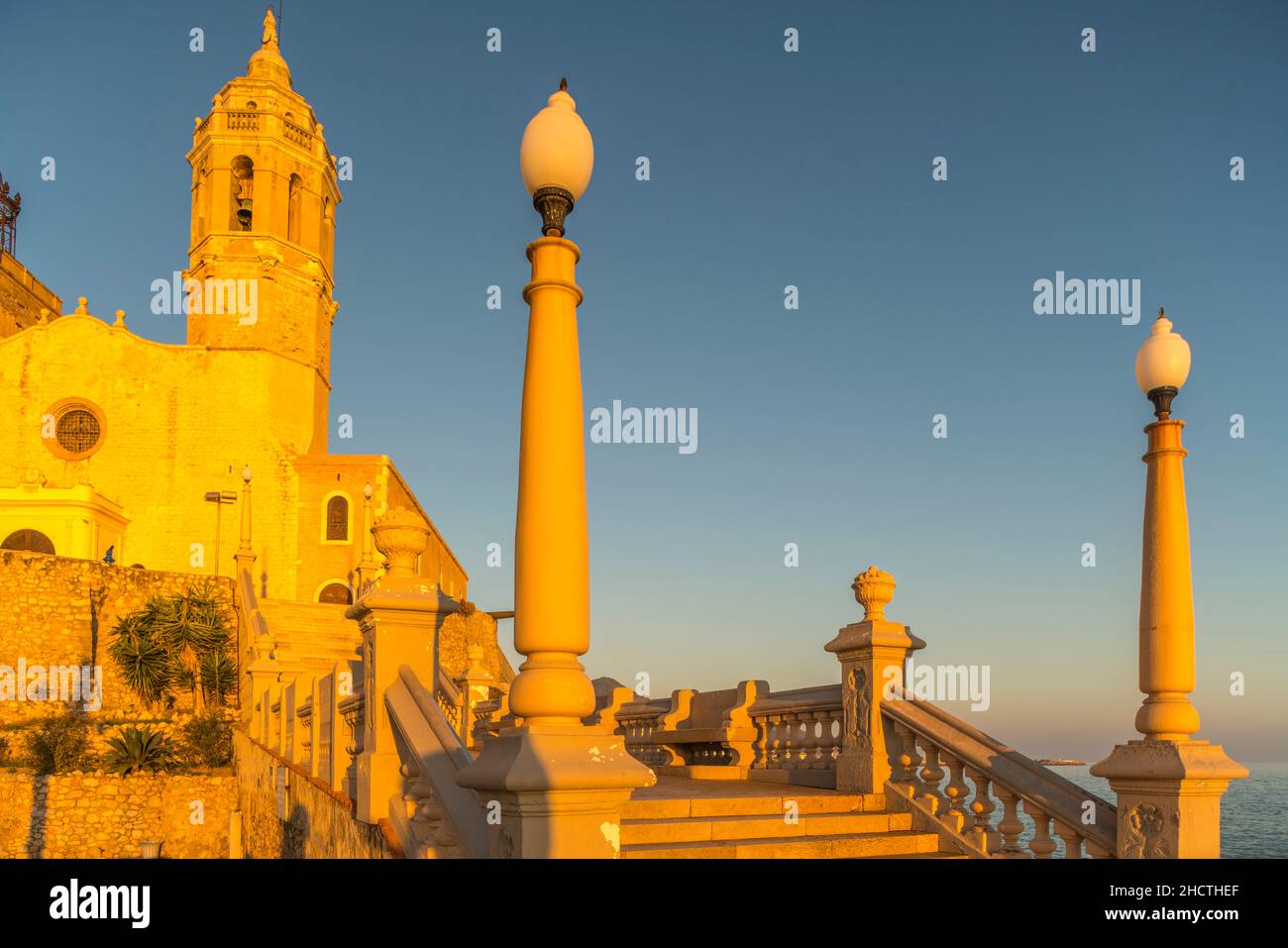STAIRCASE WATERFRONT SANT BARTOMEU I SANTA TECLA CHURCH SITGES COSTA ...