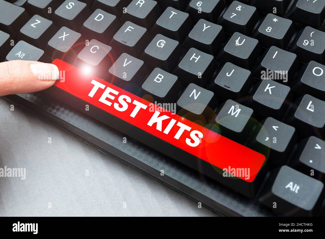 Handwriting text Test Kits. Word Written on tools used to detect the ...