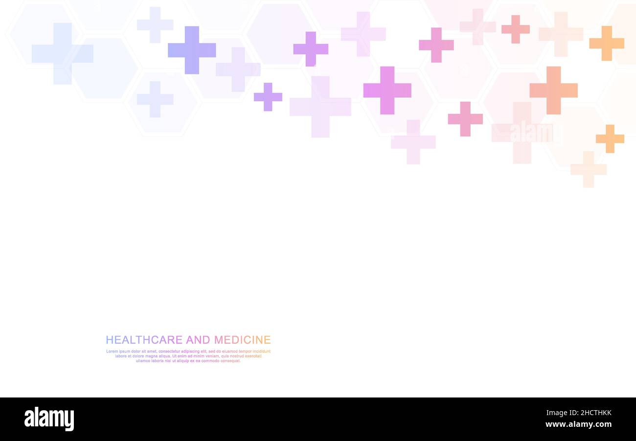 Vector illustration of a medical background with hexagons and crosses ...
