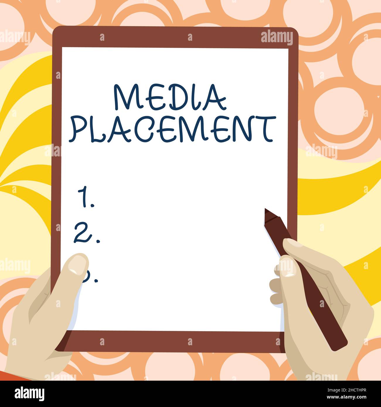 Sign displaying Media Placement. Business overview inserting a digital ...