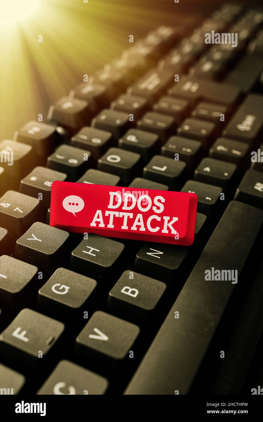 Writing displaying text Ddos Attack. Concept meaning disturbed access ...