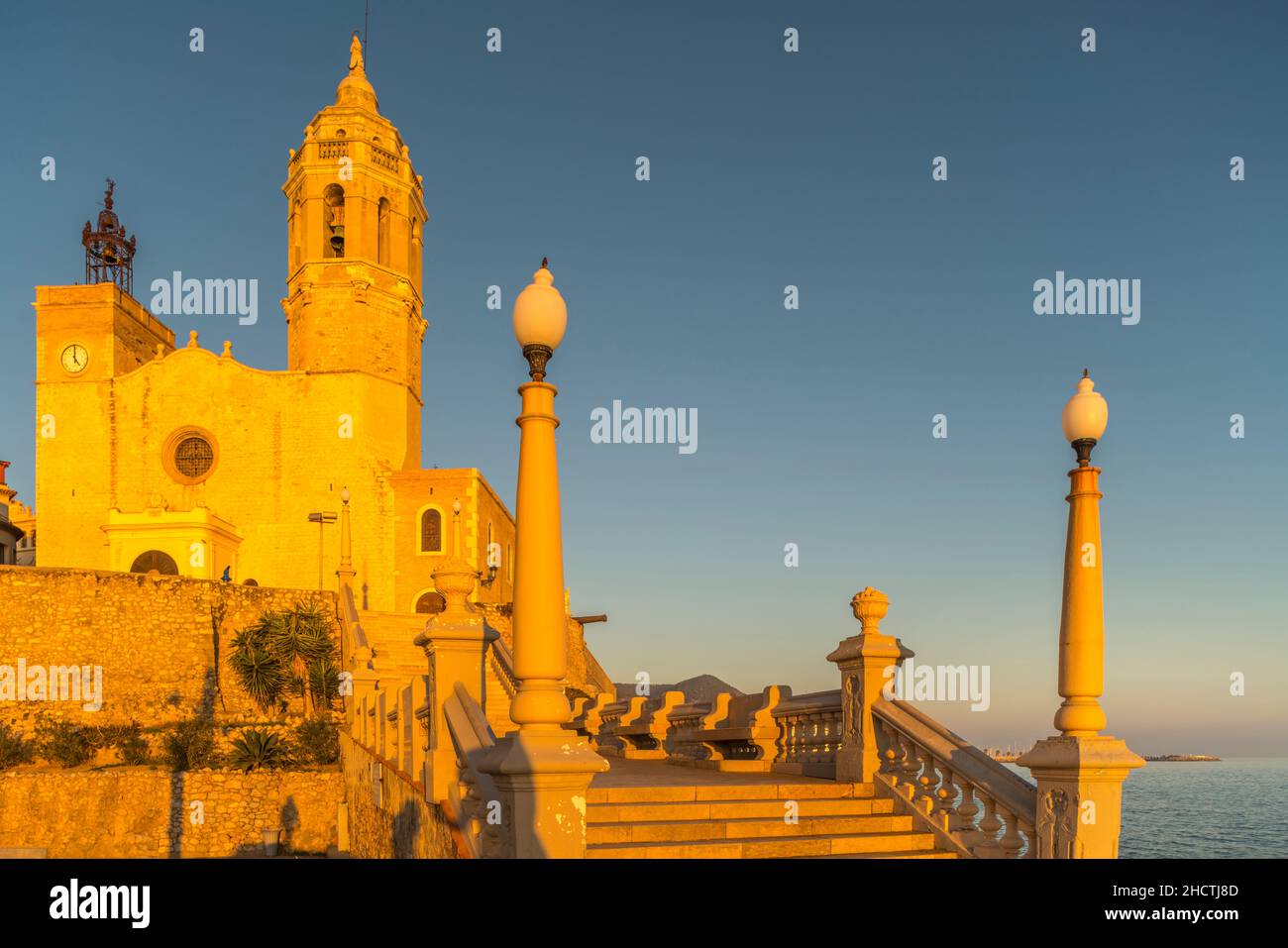 STAIRCASE WATERFRONT SANT BARTOMEU I SANTA TECLA CHURCH SITGES COSTA ...