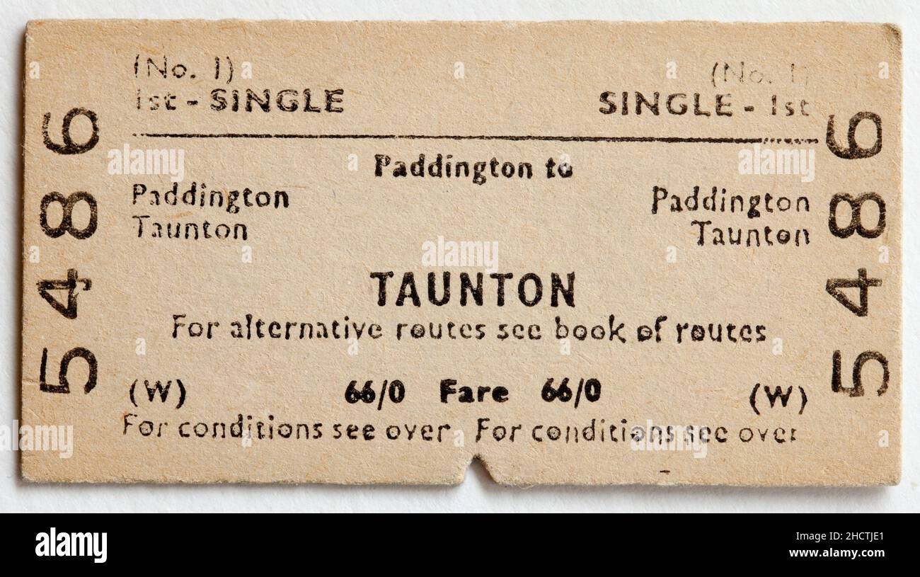 Old 1960s British Railway Train Ticket Stock Photo - Alamy