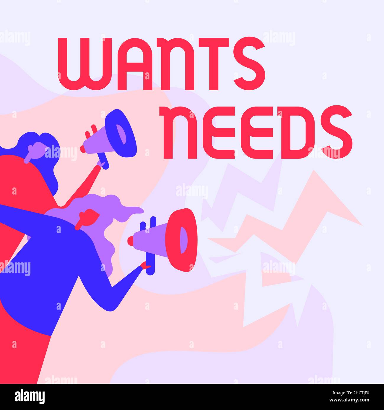 Sign displaying Wants Needs. Word Written on to have something ...