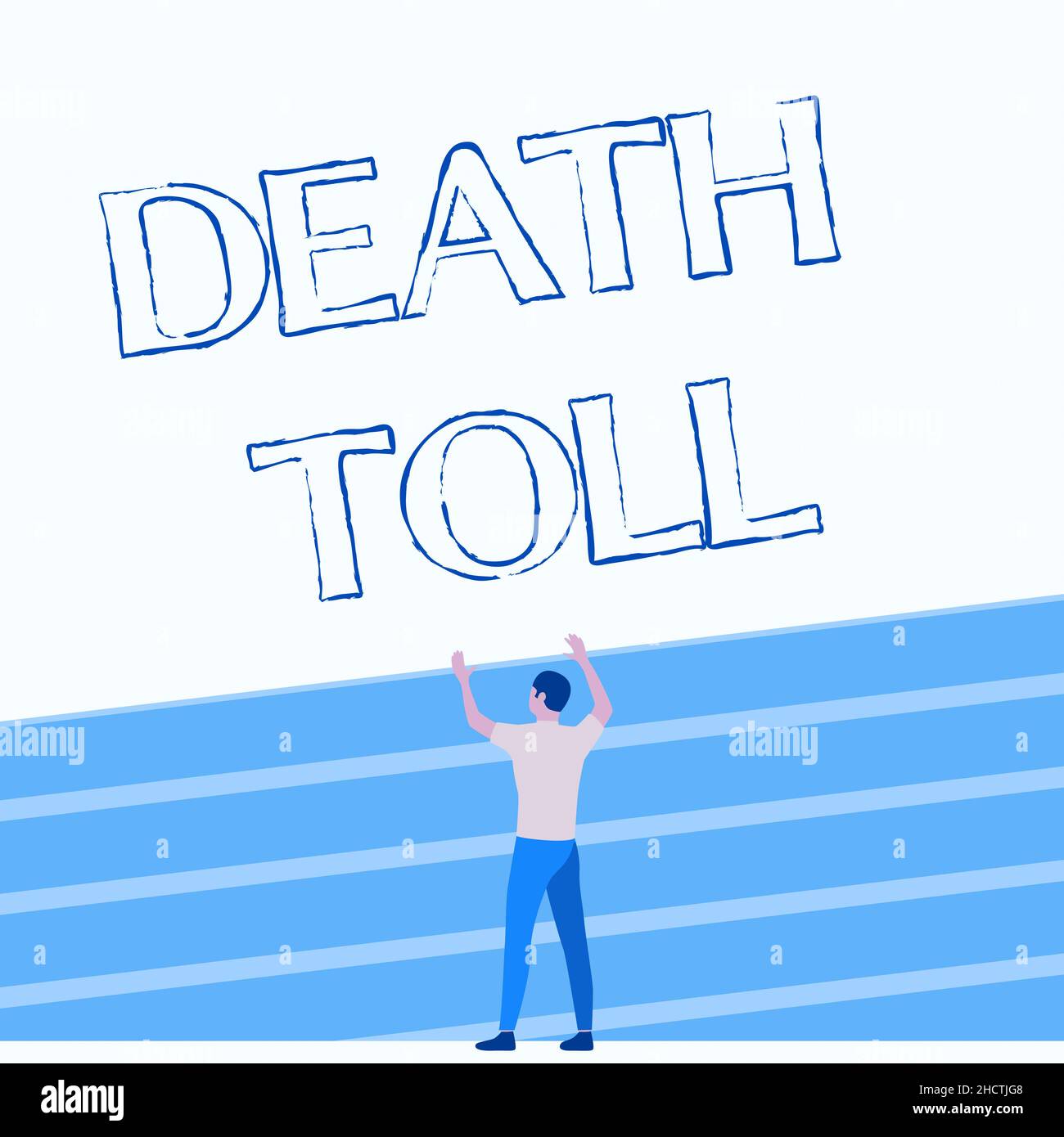 Hand writing sign Death Toll. Word Written on the number of deaths ...