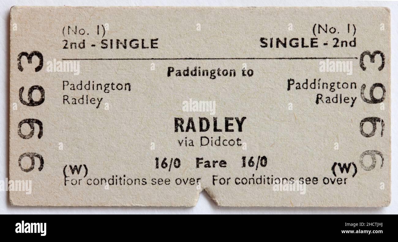 Old 1960s British Railway Train Ticket Stock Photo - Alamy