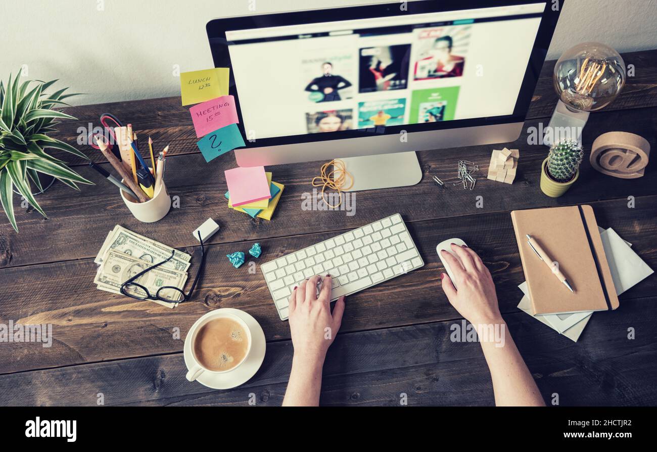 Working on an Office Desk Stock Photo - Alamy