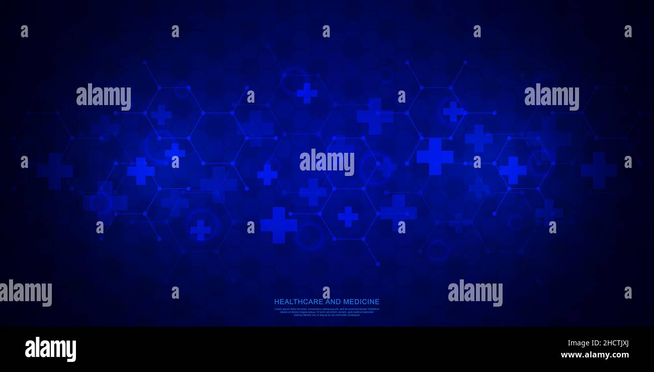 Vector illustration of a medical background with hexagons and crosses ...