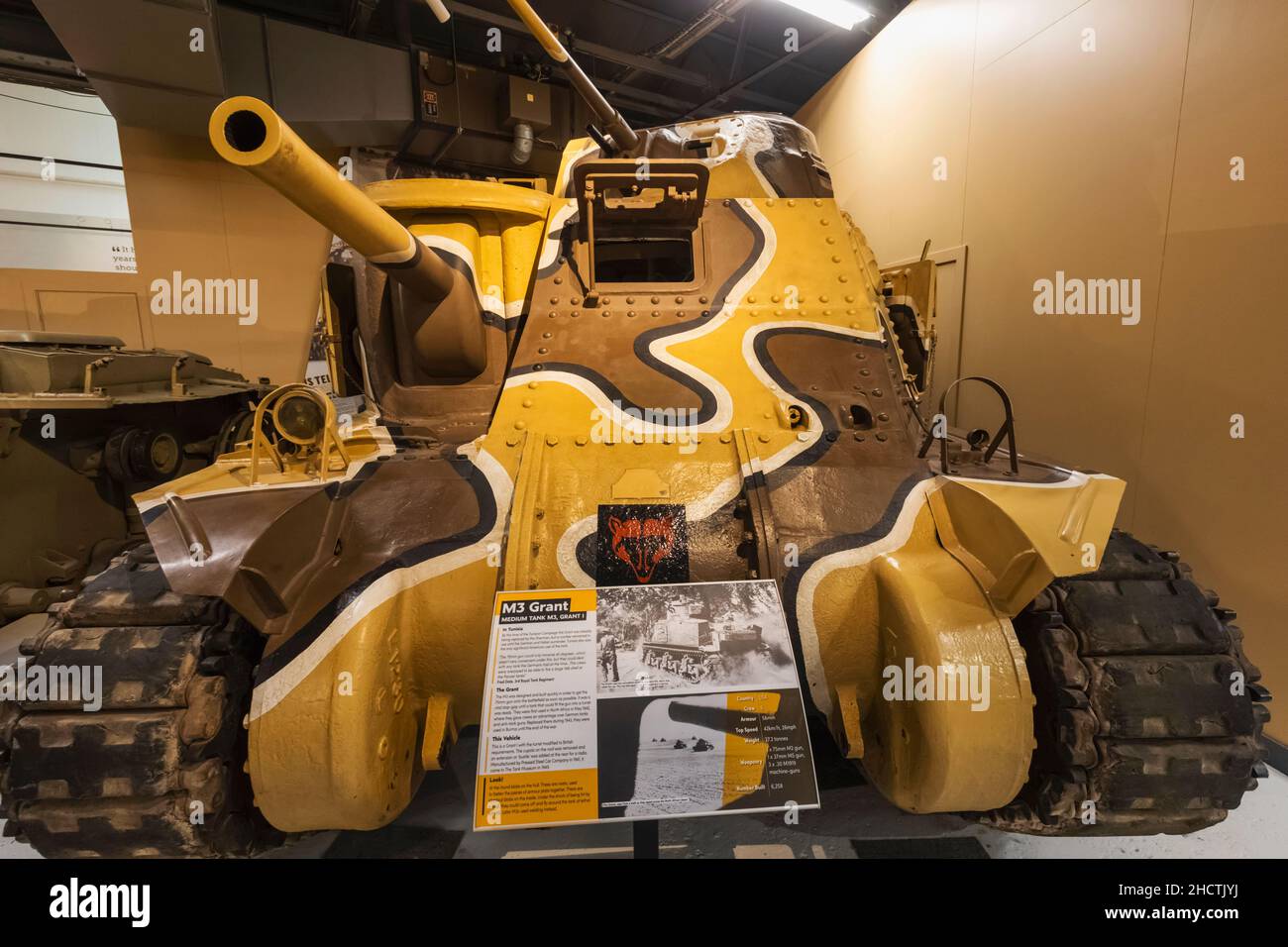 England, Dorset, Bovington Camp, The Tank Museum, Display of American ...