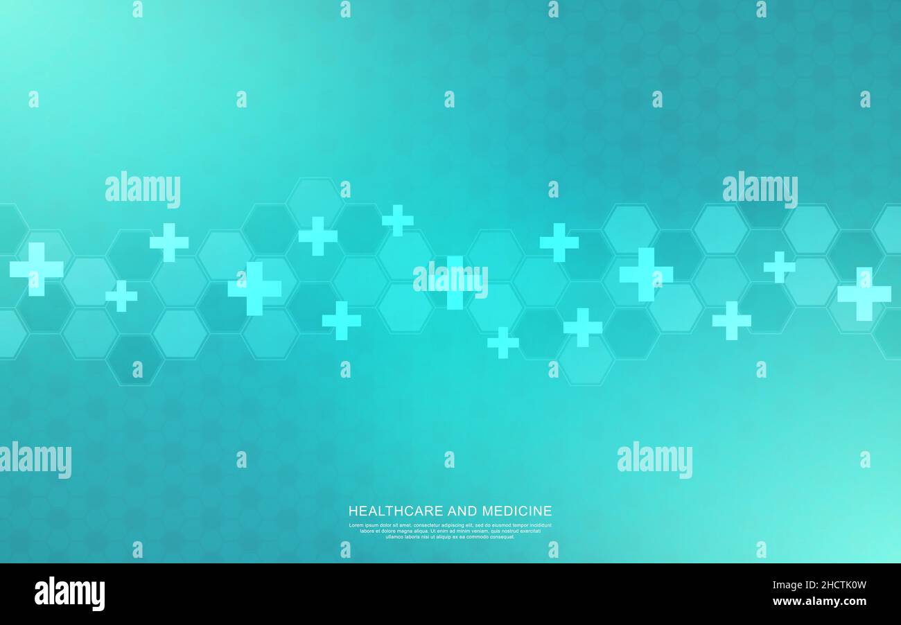 Vector illustration of a medical background with hexagons and crosses ...