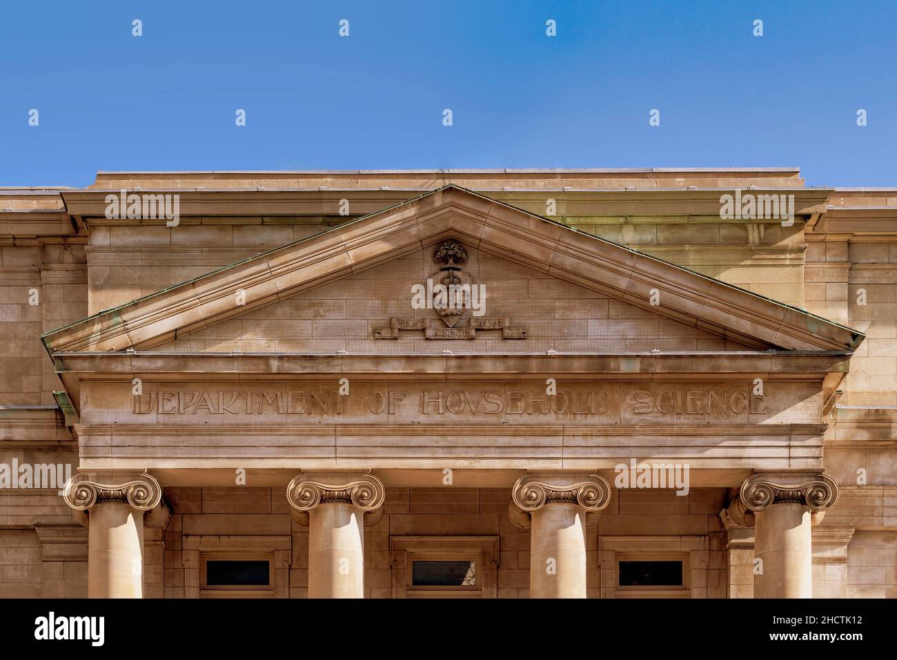 Facade of an old stone building with the inscription 'Department of ...