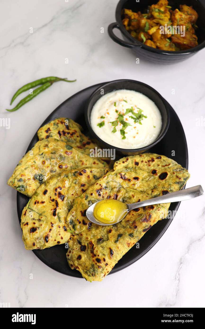 A Food called Methi paratha or Methi thepla is an Indian breakfast dish ...