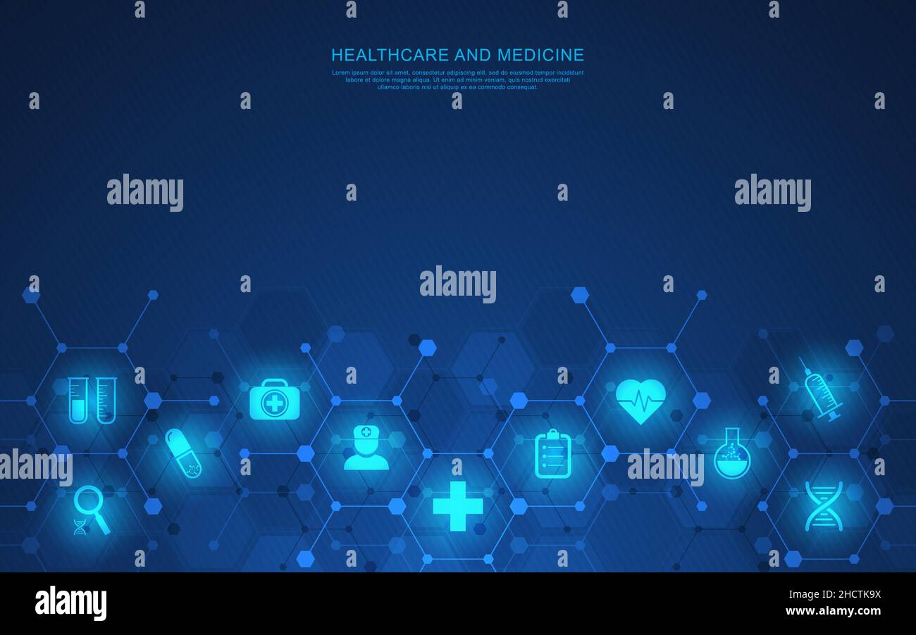 Vector illustration of healthcare and technology concept with flat ...