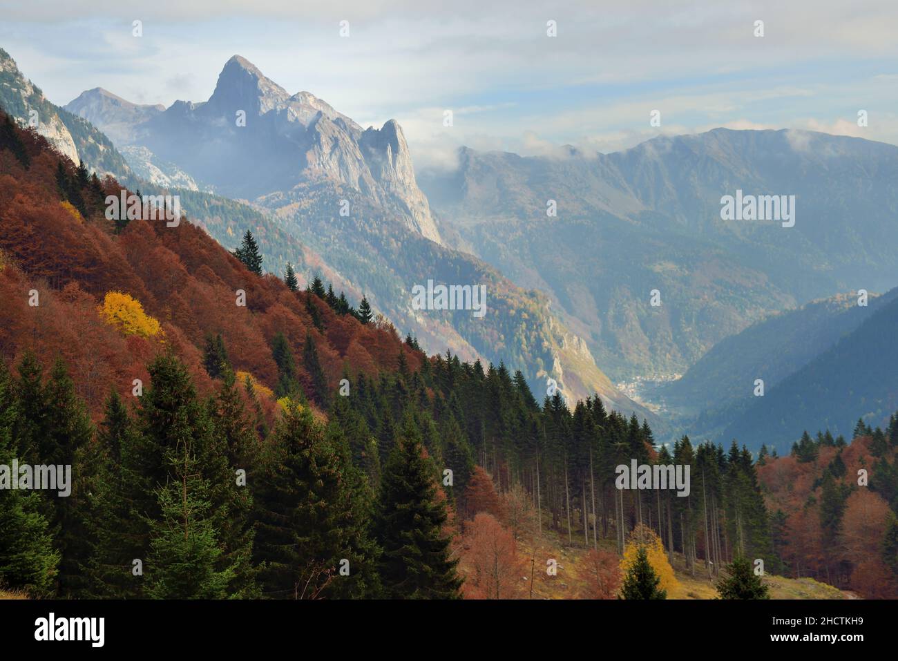 Friuli Venezia Giulia, Italy. Carnic Alps, view of mount Creta di Timau ...