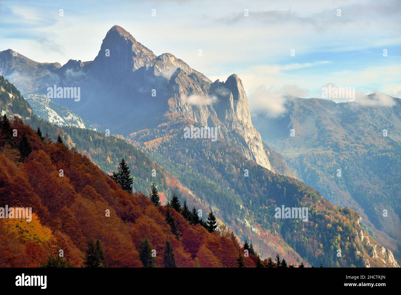 Friuli Venezia Giulia, Italy. Carnic Alps, view of mount Creta di Timau ...