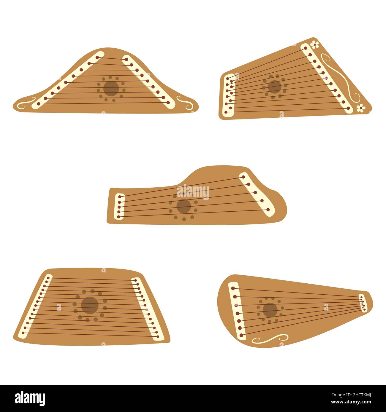 Gusli. Set of ancient Slavic musical instruments stringed. Colorful ...