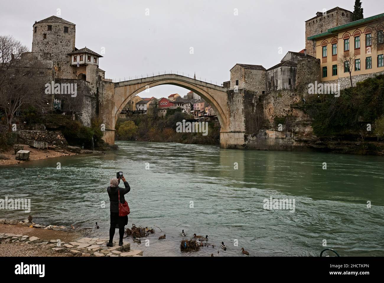 Old bridge in Mostar, it’s the main landmark of the city Stock Photo ...