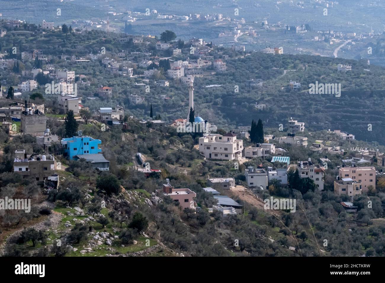 View of the Palestinian village of Burqa in the Nablus Governorate in ...