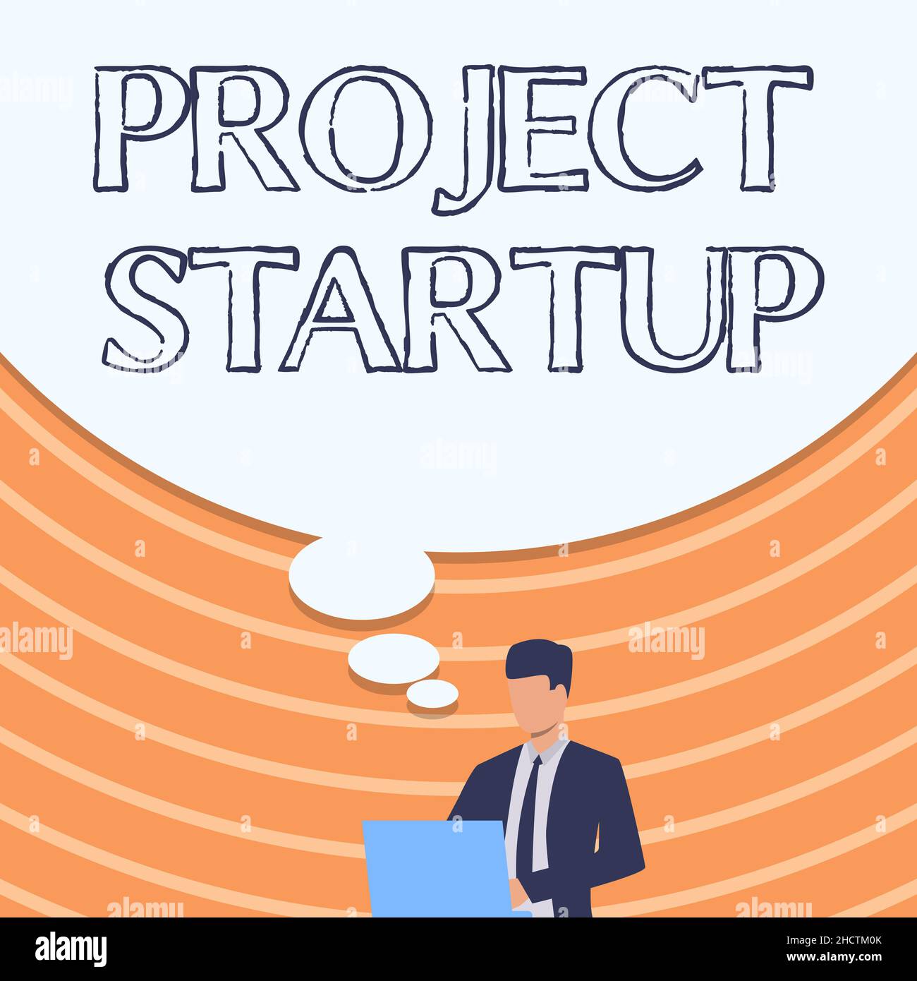 Text caption presenting Project Startup. Internet Concept the initial ...
