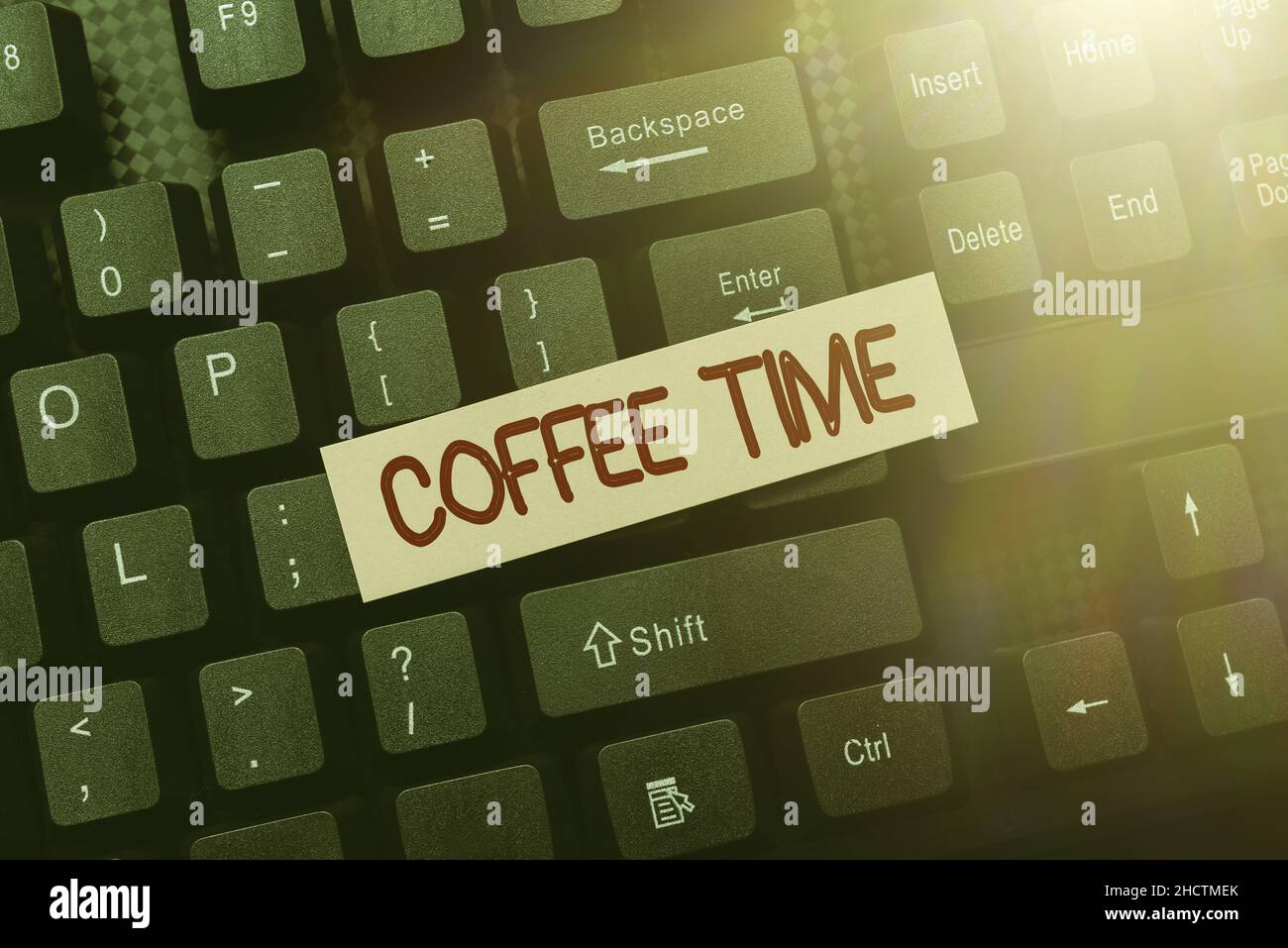 Text caption presenting Coffee Time. Word for a chosen period when a ...