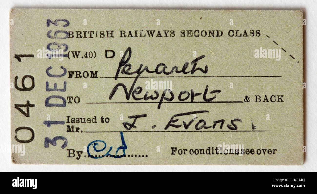 Old 1960s British Railway Train Ticket Stock Photo - Alamy