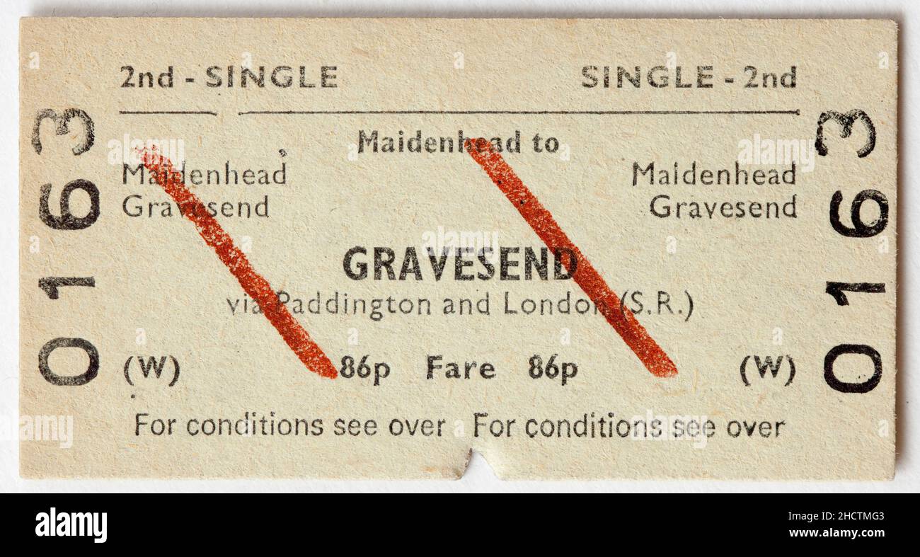 Old 1960s British Railway Train Ticket Stock Photo - Alamy