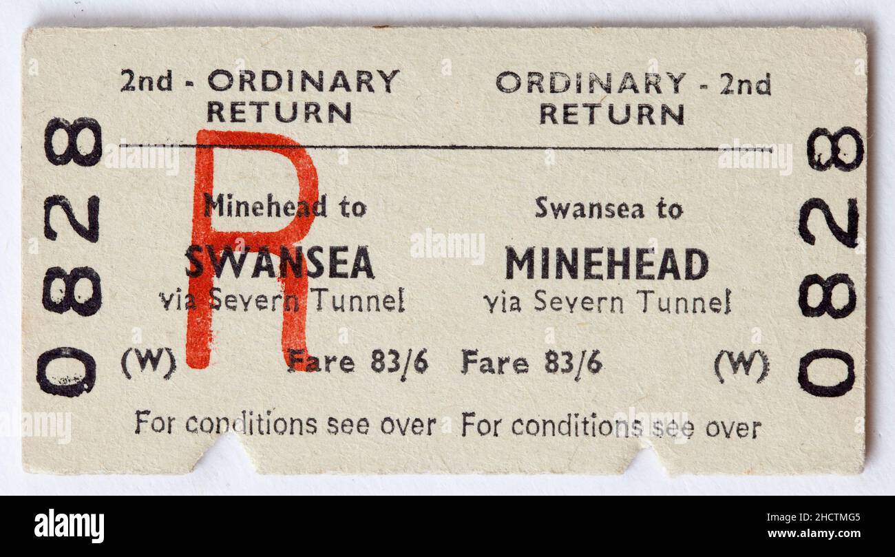 Old 1960s British Railway Train Ticket Stock Photo - Alamy