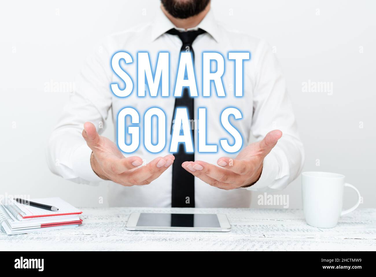 Text sign showing Smart Goals. Word Written on mnemonic used as a basis ...