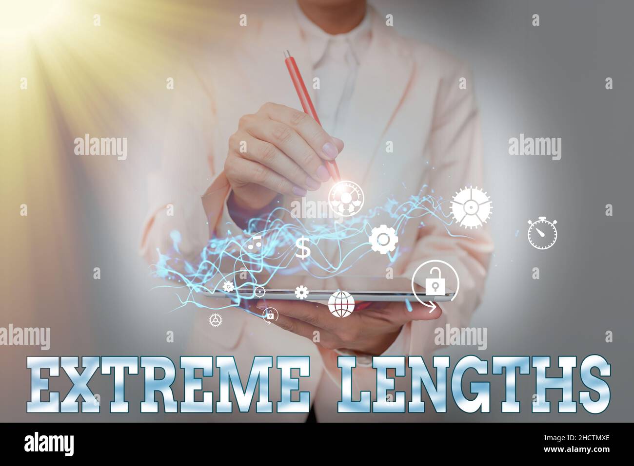 Inspiration showing sign Extreme Lengths. Business concept Make a great ...