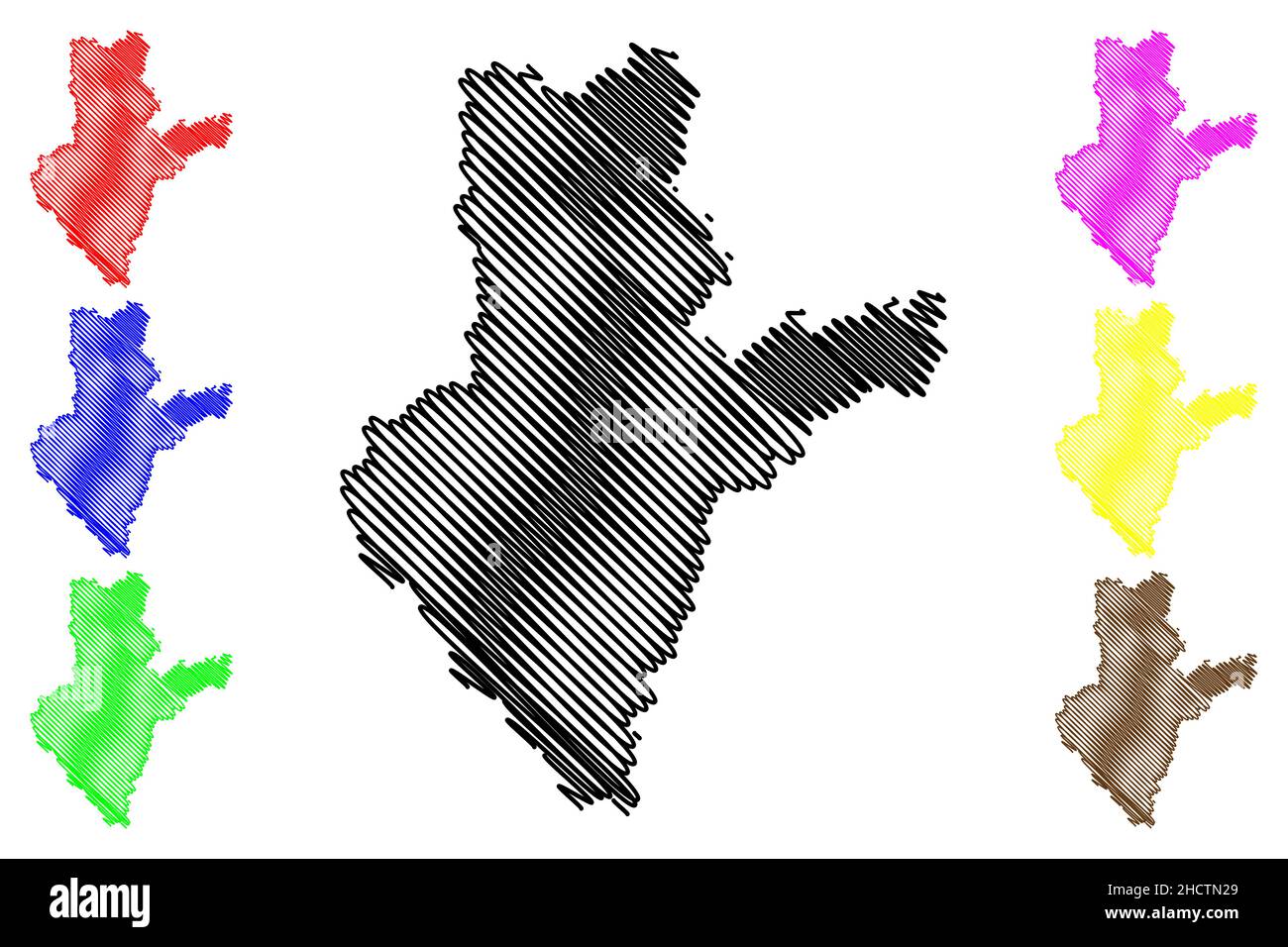 Sambhal district (Uttar Pradesh State, Republic of India) map vector ...
