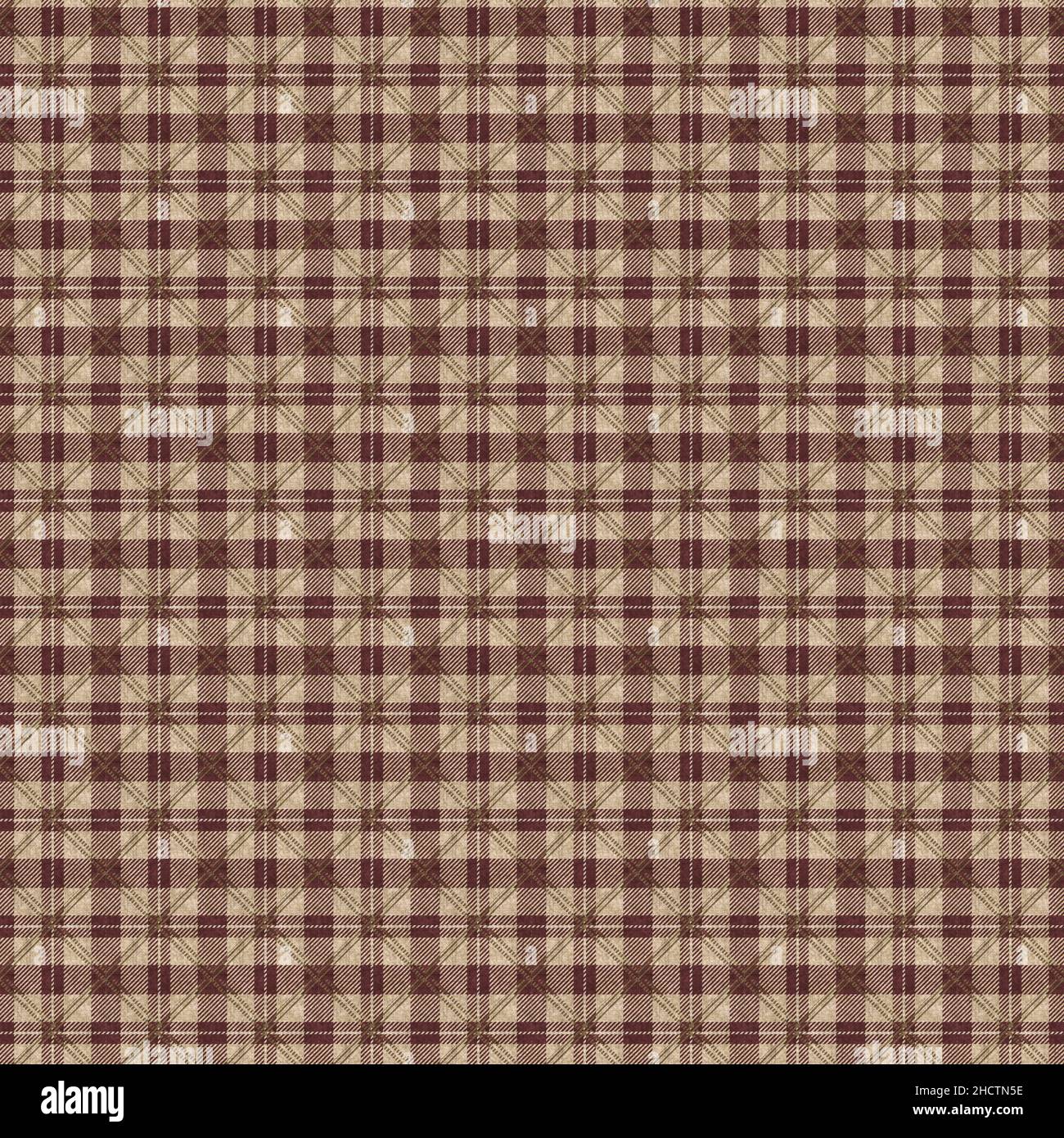 Sepia brown neutral woven plaid texture background. Seamless old worn ...