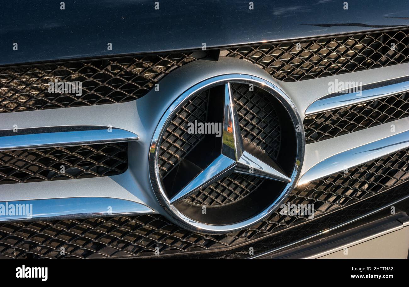 Mercedes Benz Sign Close Up. Founded in 1926 is a German luxury ...